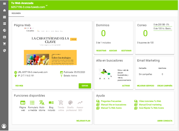 Acceder al Panel de Control de Tu Web – acens - Centro de Ayuda